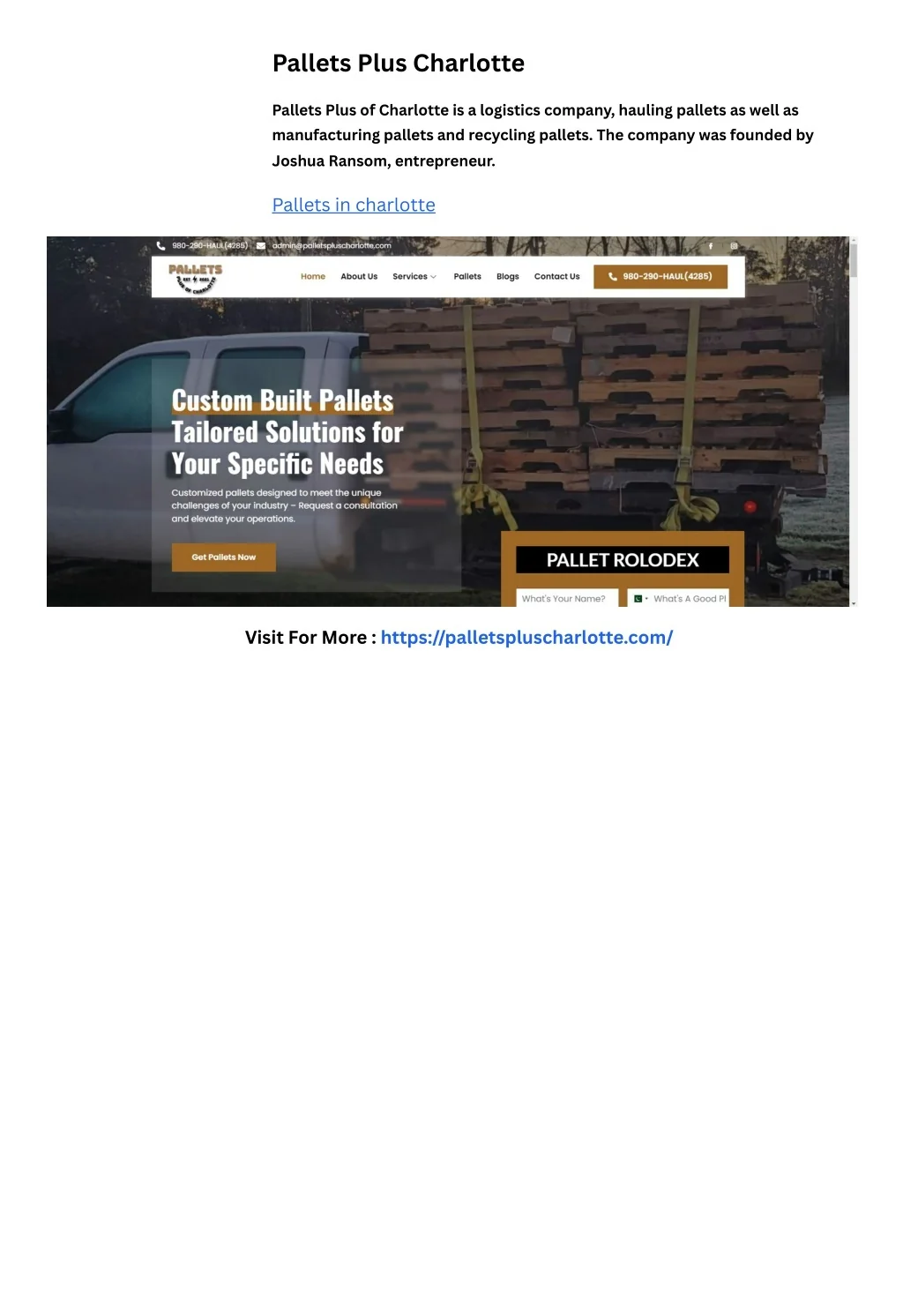 PPT - Pallets Plus Charlotte PowerPoint Presentation, free download ...