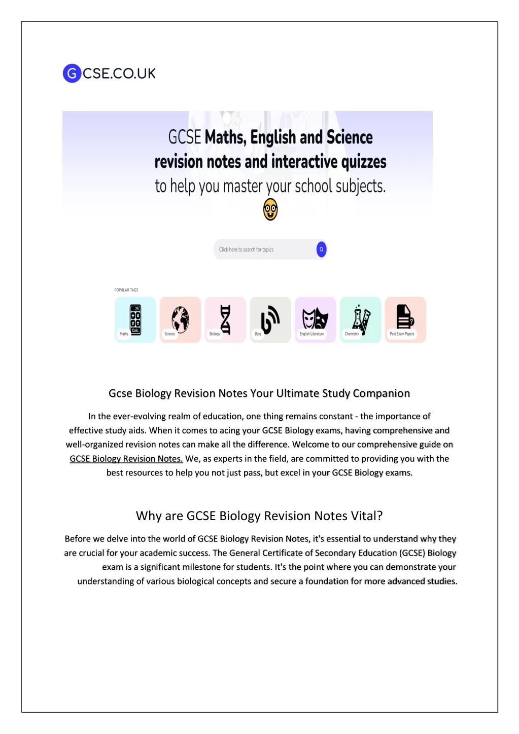PPT - Gcse Biology Revision Notes Your Ultimate Study Companion ...