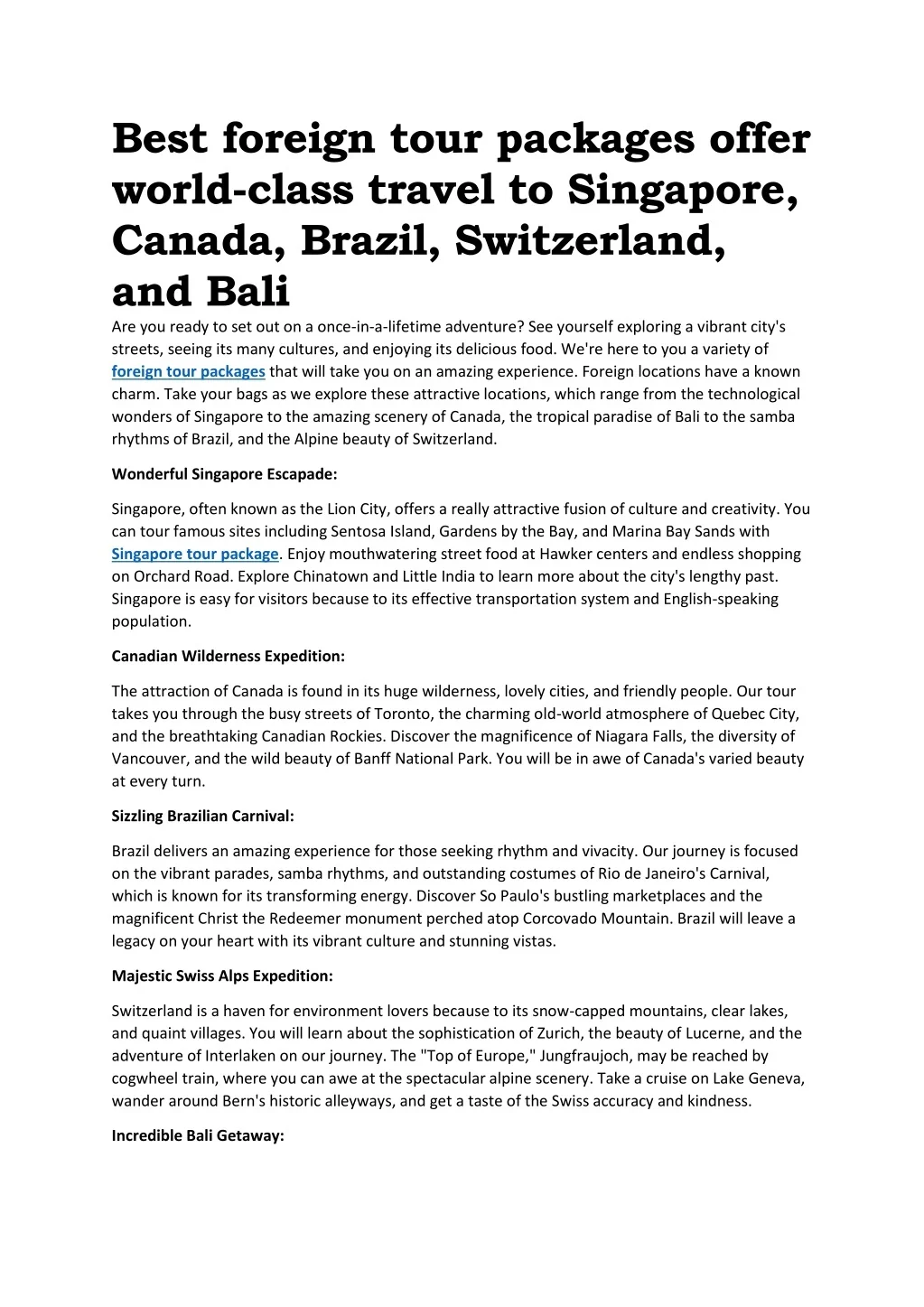 PPT - Best foreign tour packages offer world-class travel PowerPoint ...