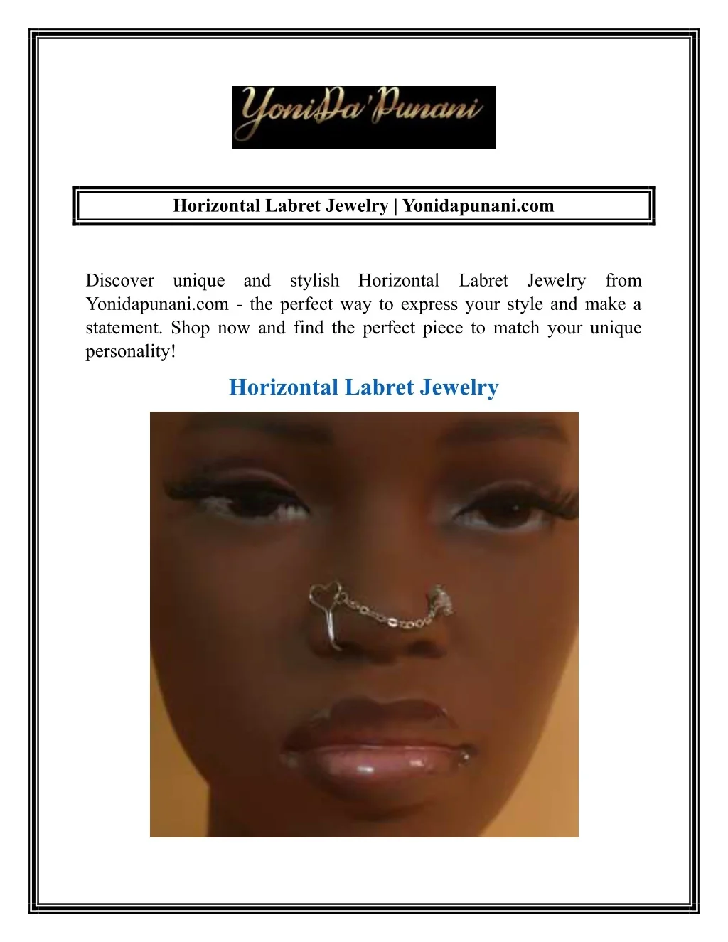 PPT - Horizontal Labret Jewelry Yonidapunani.com PowerPoint ...