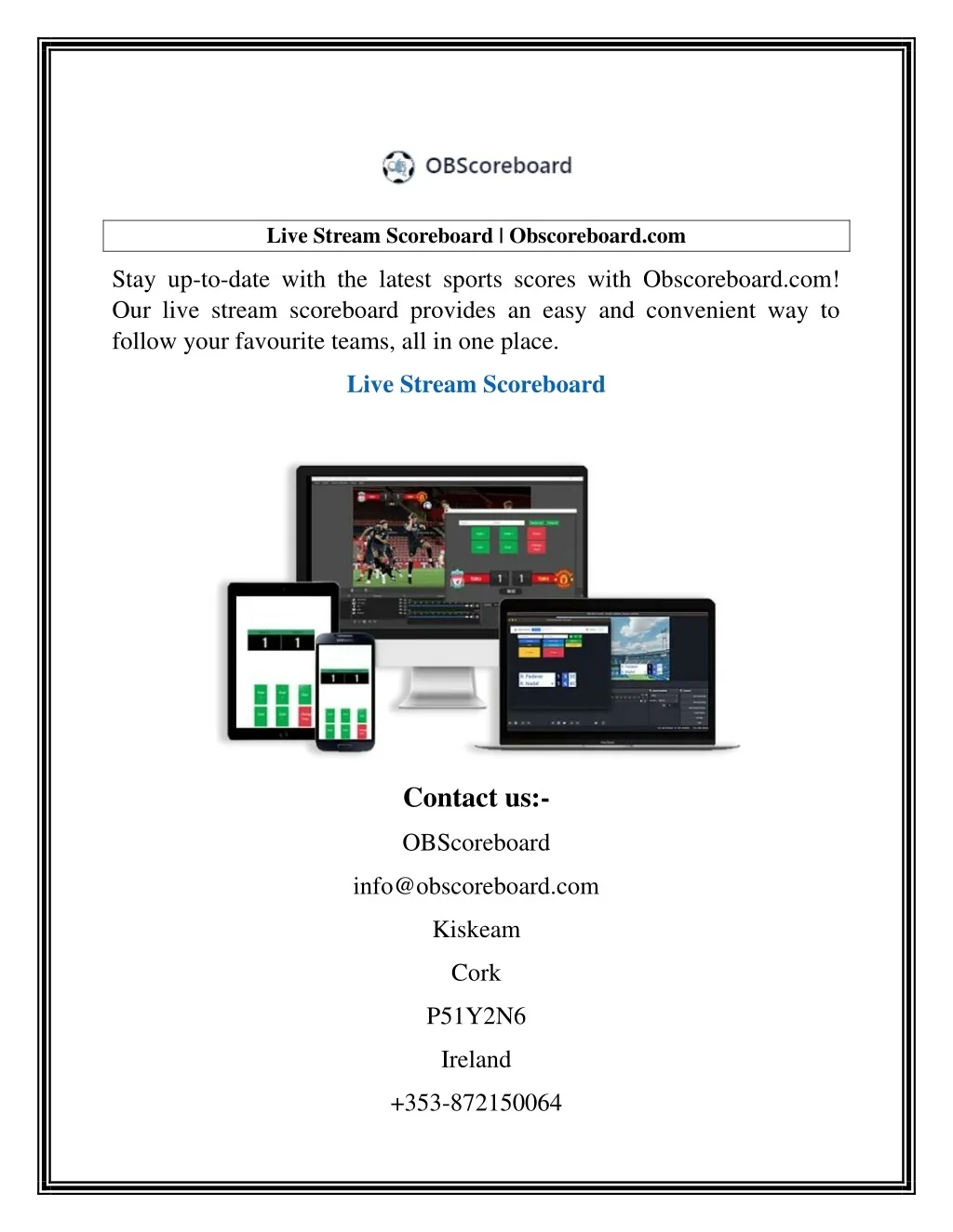 PPT - Live Stream Scoreboard Obscoreboard PowerPoint Presentation, free ...