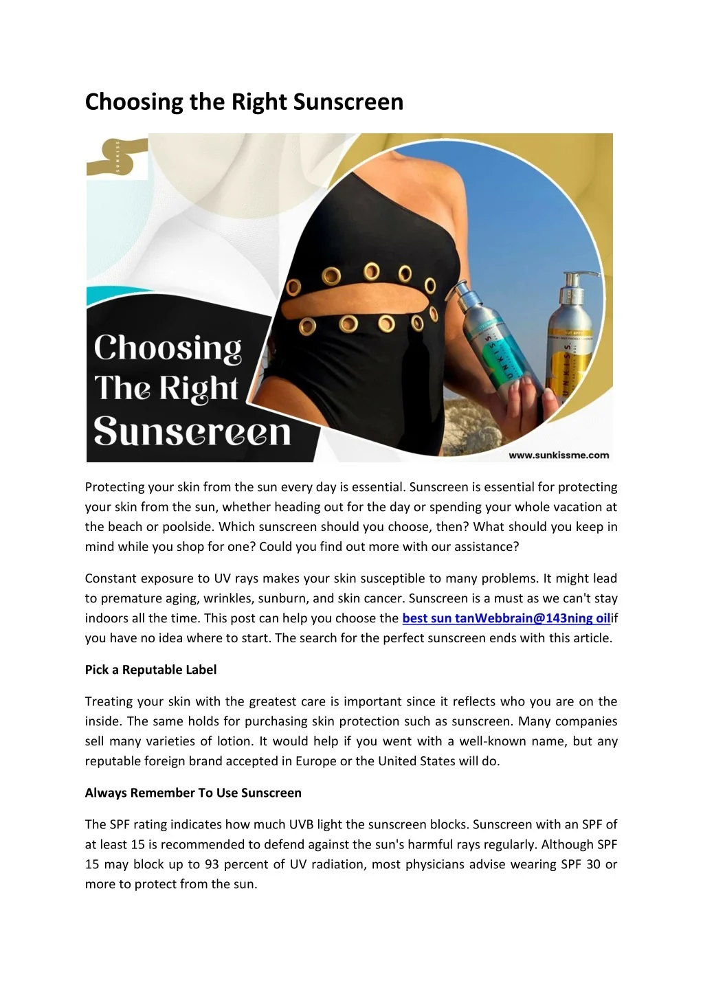 PPT - Choosing the Right Sunscreen PowerPoint Presentation, free ...
