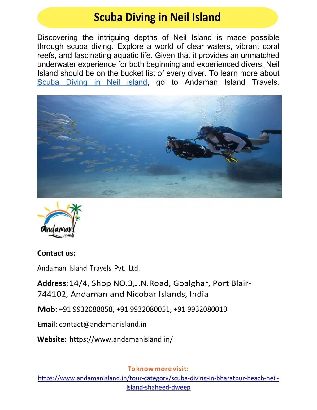 PPT - Scuba Diving in Neil Island PowerPoint Presentation, free ...