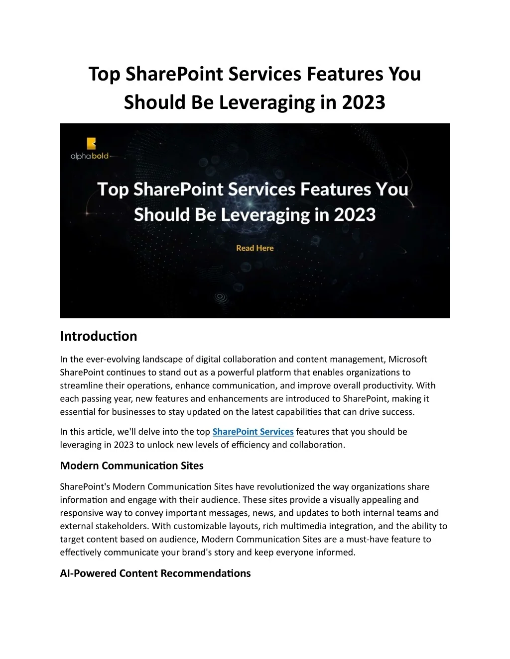 PPT - Top SharePoint Services Features You Should Be Leveraging in 2023 ...