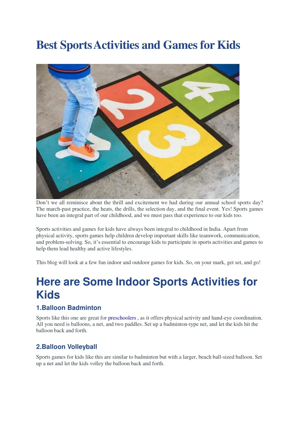 PPT - Best Sports Activities and Games for Kids PowerPoint Presentation ...