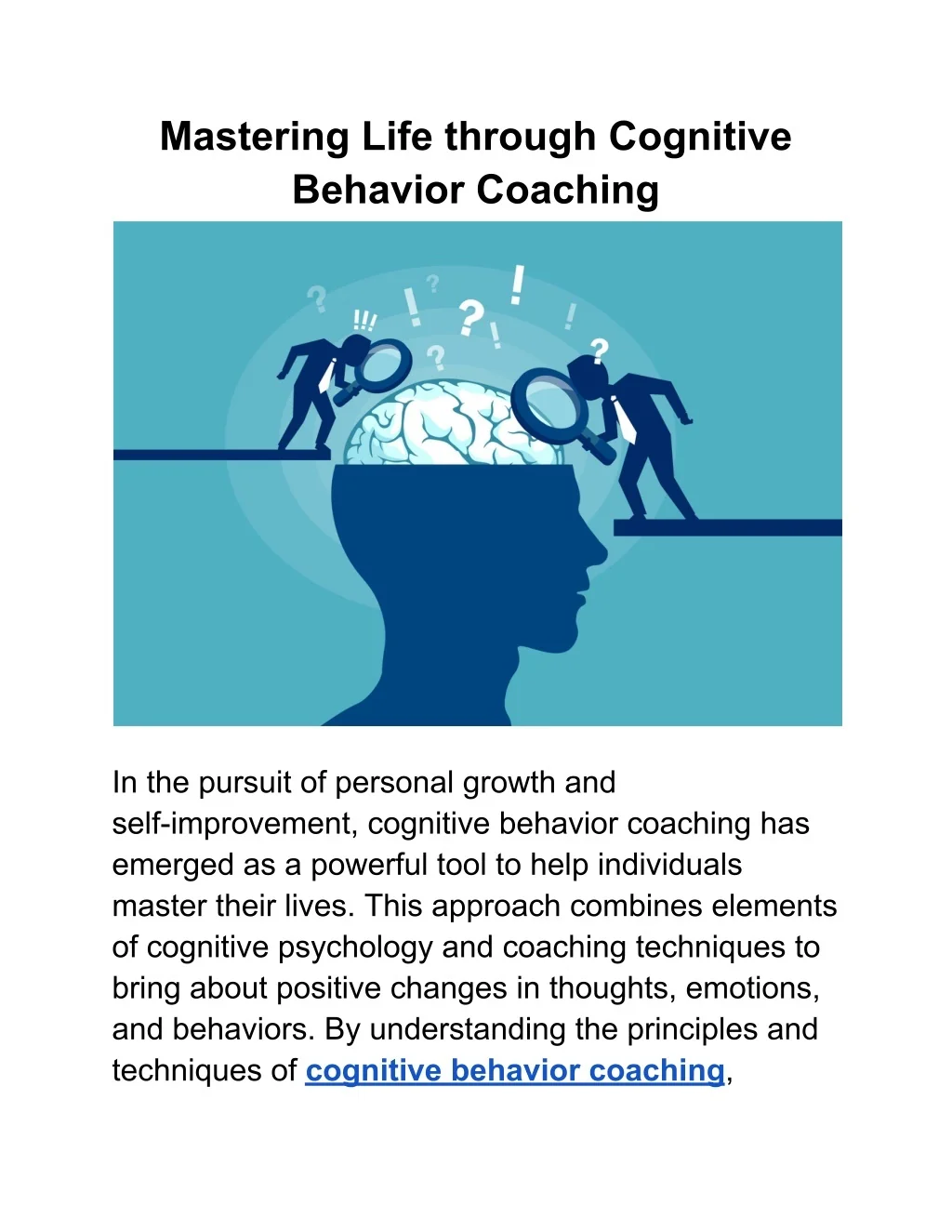 PPT - Mastering Life through Cognitive Behavior Coaching PowerPoint ...