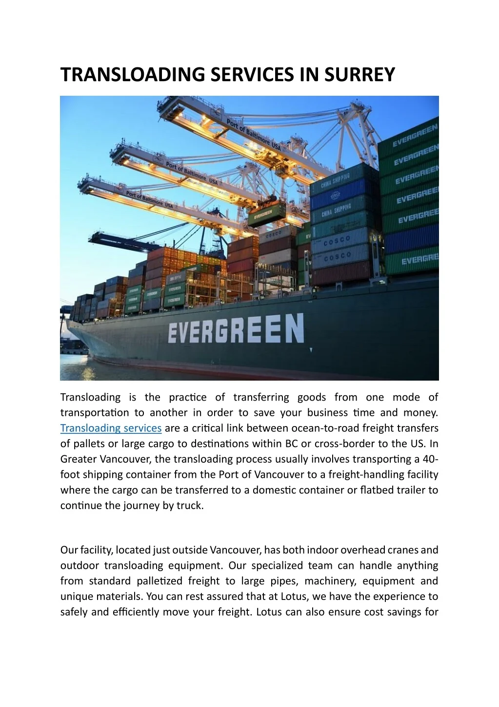 PPT - TRANSLOADING SERVICES IN SURREY PowerPoint Presentation, free ...