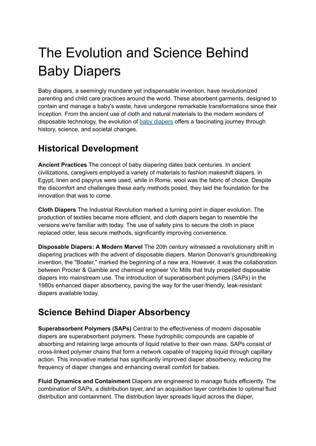 PPT - The Evolution and Science Behind Baby Diapers PowerPoint ...