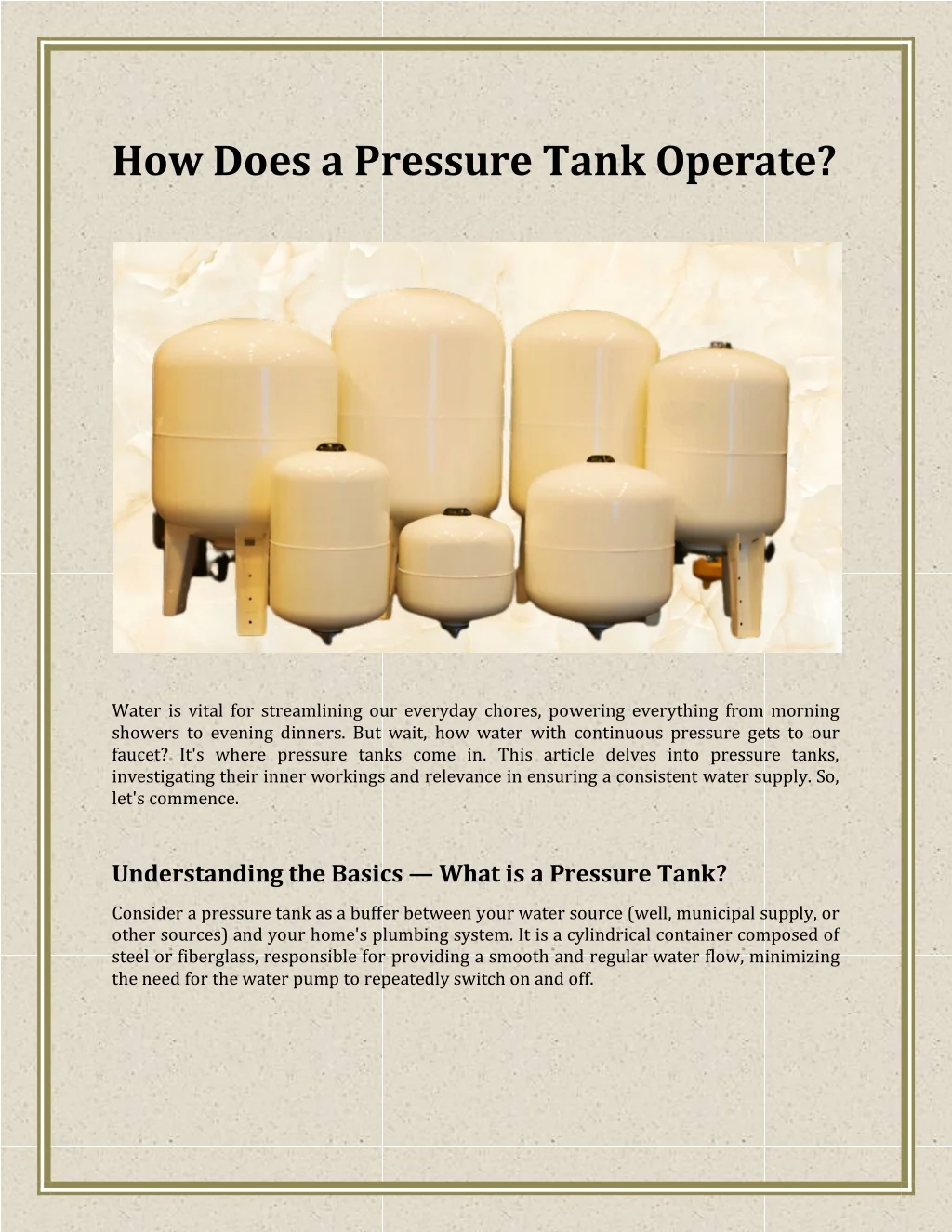 PPT - How Does a Pressure Tank Operate PowerPoint Presentation, free ...