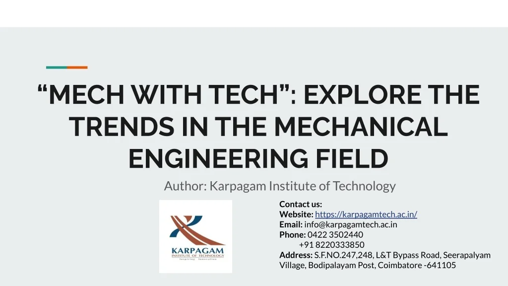 PPT - Explore the Trends in the Mechanical Engineering Field PowerPoint ...