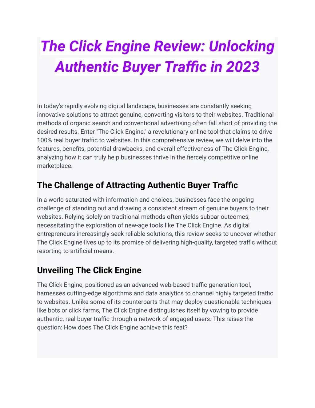 PPT - The Click Engine Review: Unlocking Authentic Buyer Traffic in ...