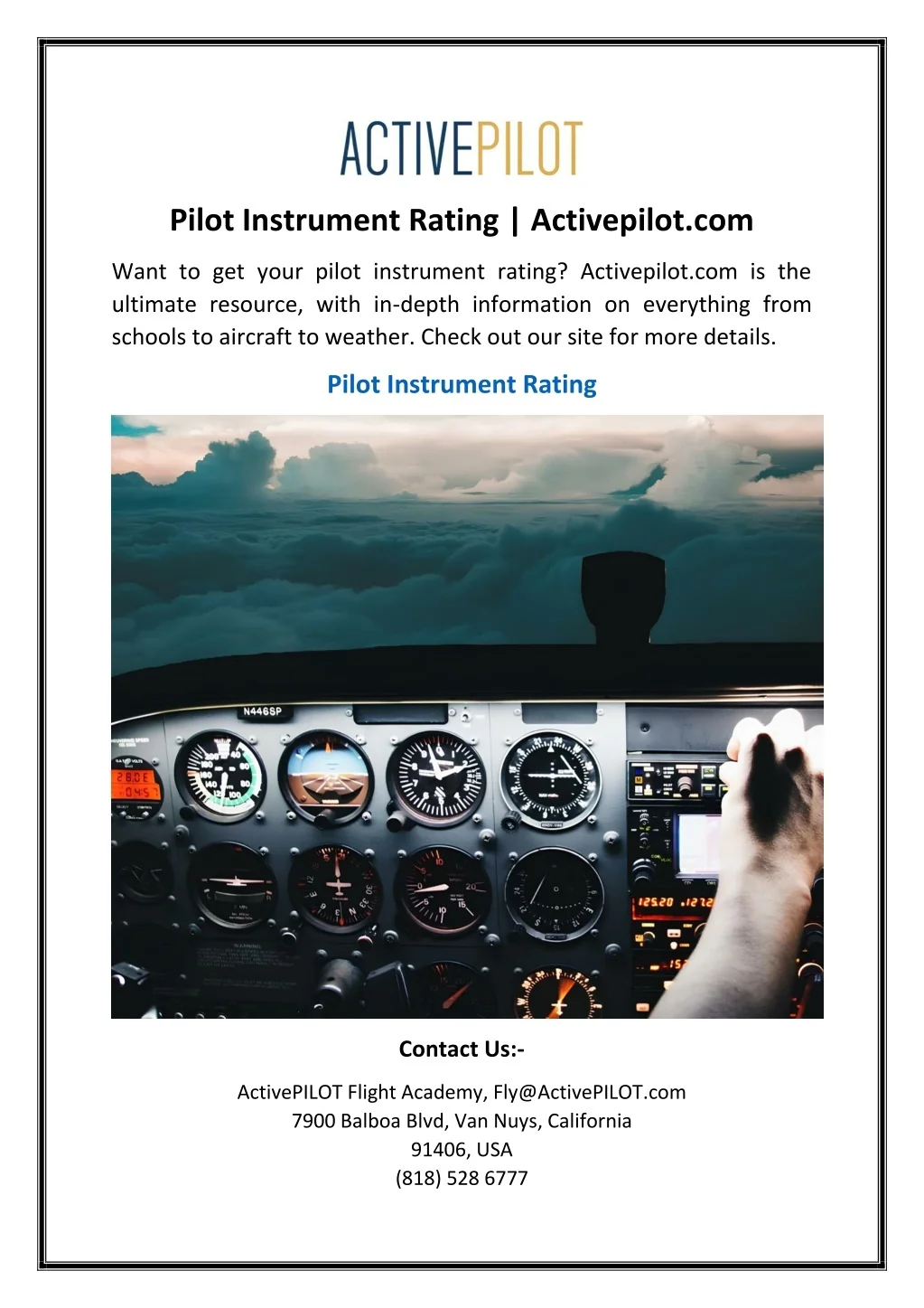 PPT - Pilot Instrument Rating | Activepilot.com PowerPoint Presentation ...