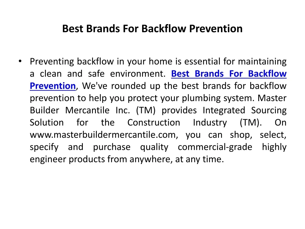 PPT - Best Brands For Backflow Prevention PowerPoint Presentation, free ...
