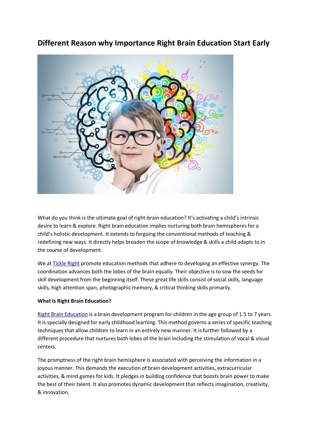 PPT - Different Reason why Importance Right Brain Education Start Early ...