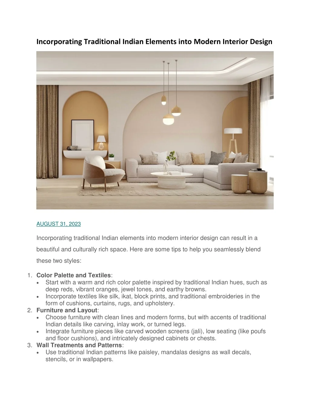 PPT - Incorporating Traditional Indian Elements into Modern Interior ...
