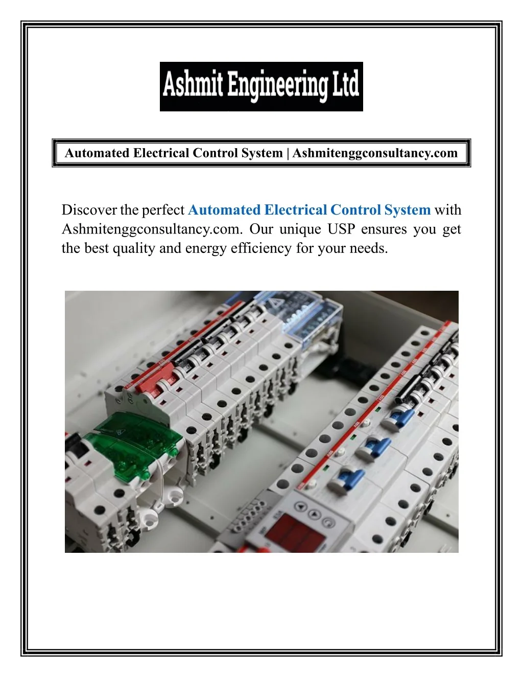 PPT - Automated Electrical Control System Ashmitenggconsultancy.com ...