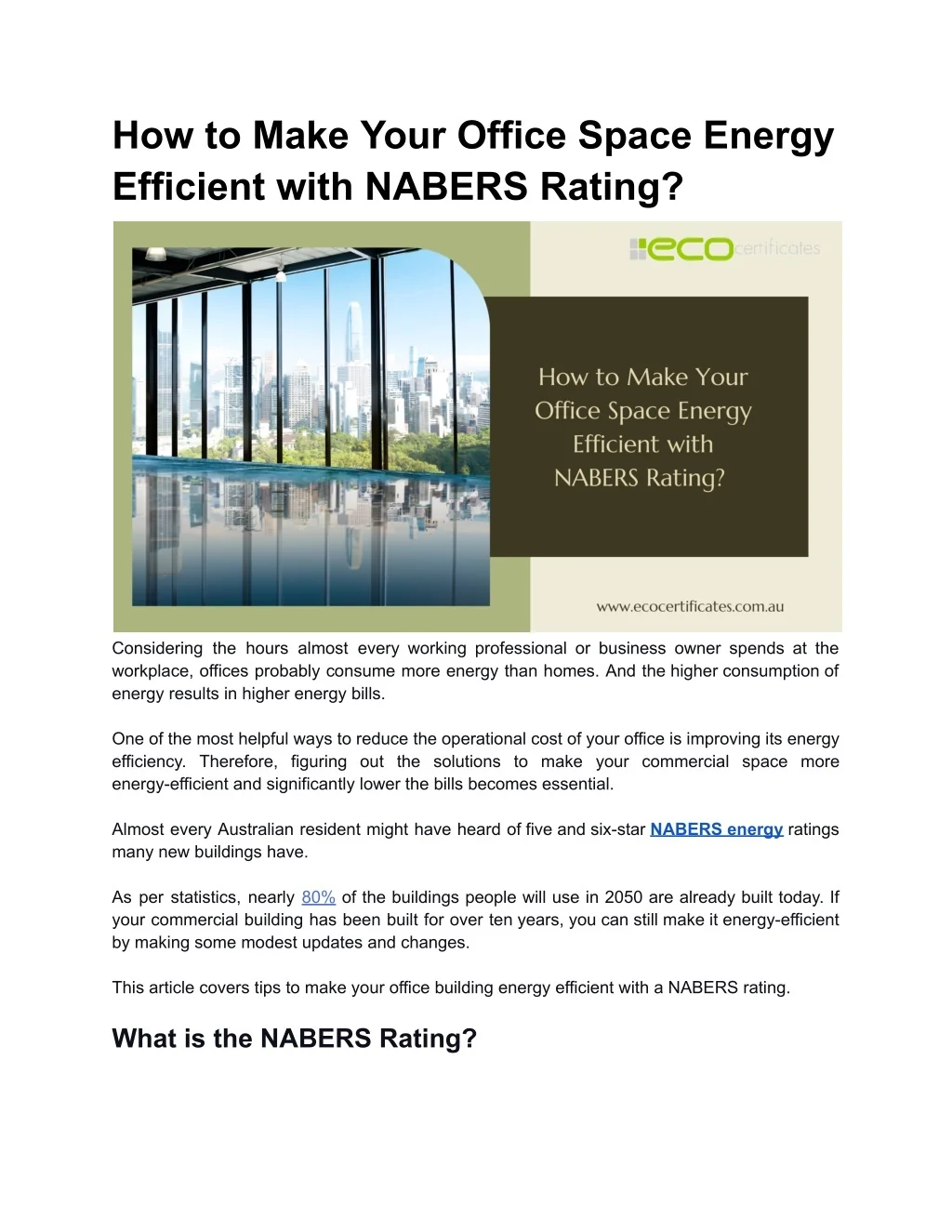 PPT - How to Make Your Office Space Energy Efficient with NABERS Rating ...