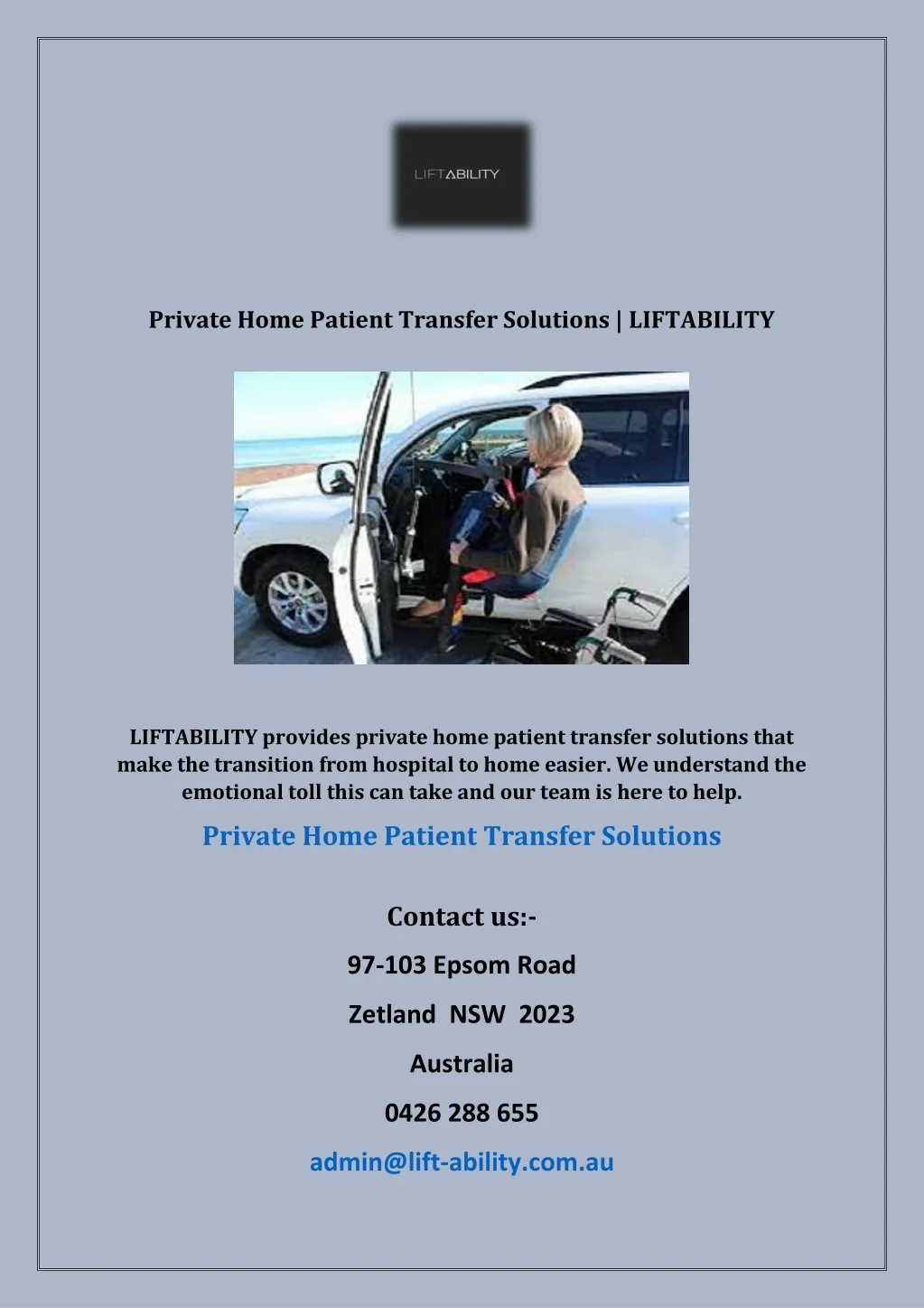 PPT - Private Home Patient Transfer Solutions PowerPoint Presentation ...