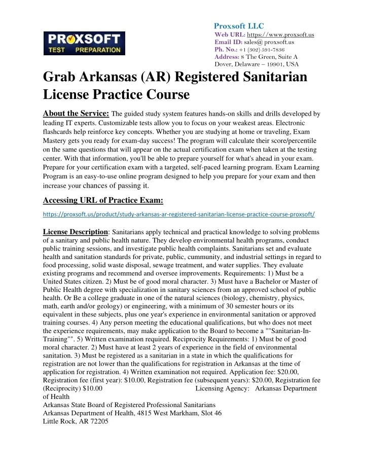 PPT - Grab Arkansas (AR) Registered Sanitarian License Practice Course ...