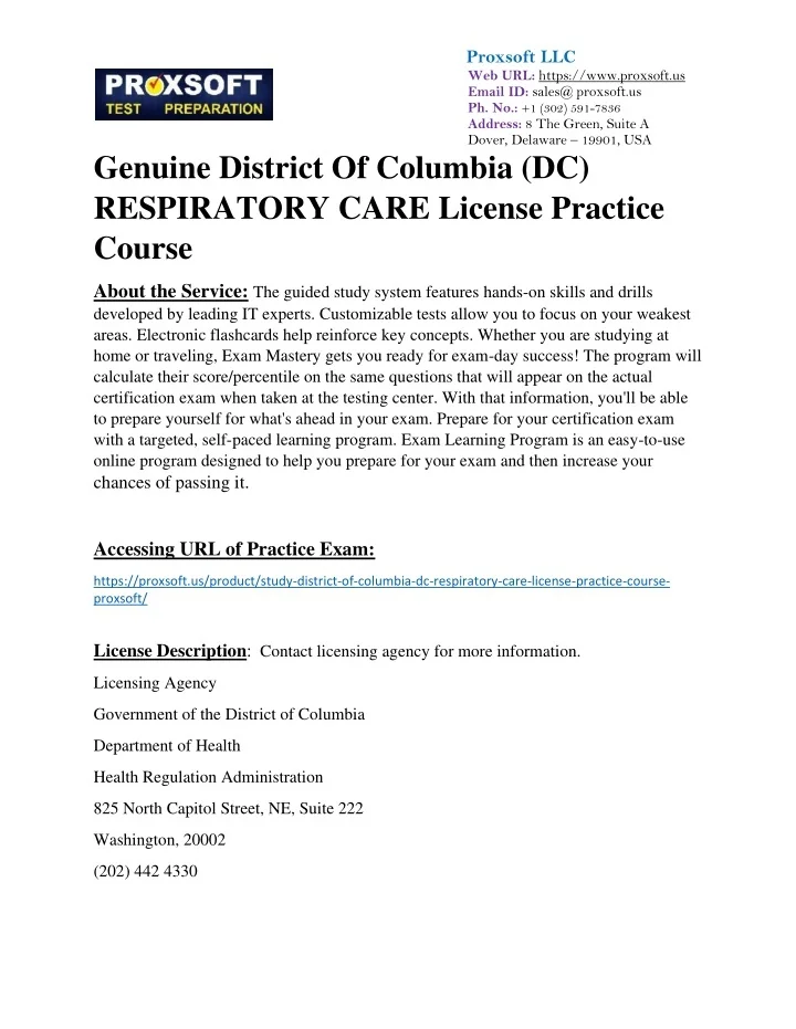 PPT - Genuine District Of Columbia (DC) RESPIRATORY CARE License ...