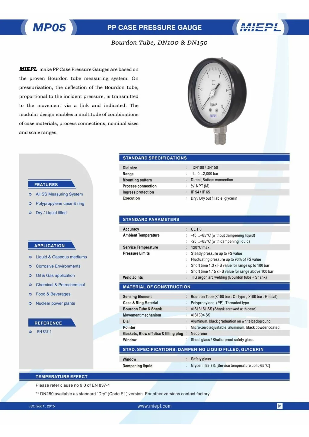 PPT - PP Case Pressure Gauge - Bourdon Tube, Dn100 & Dn150 | India ...