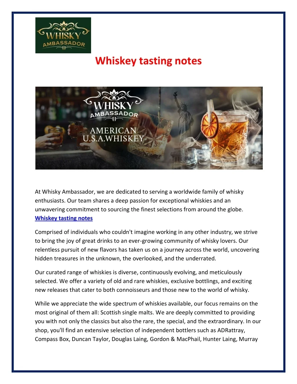 PPT - Whiskey tasting notes PowerPoint Presentation, free download - ID ...