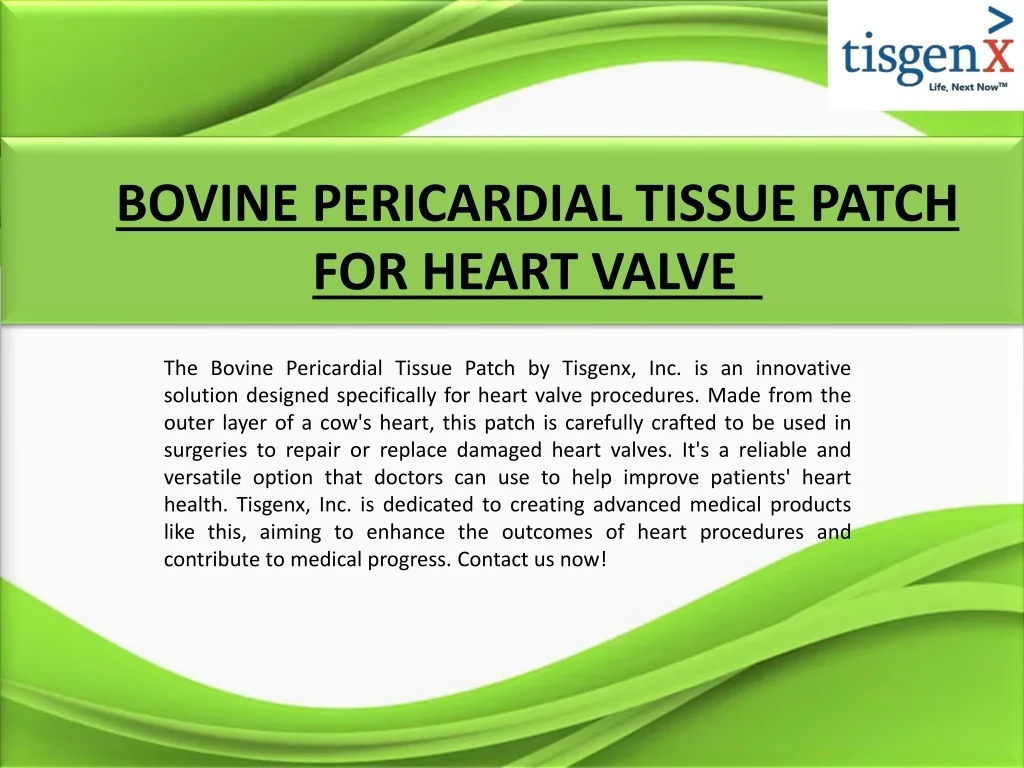 PPT - Bovine Pericardial Tissue Patch For Heart Valve PowerPoint ...