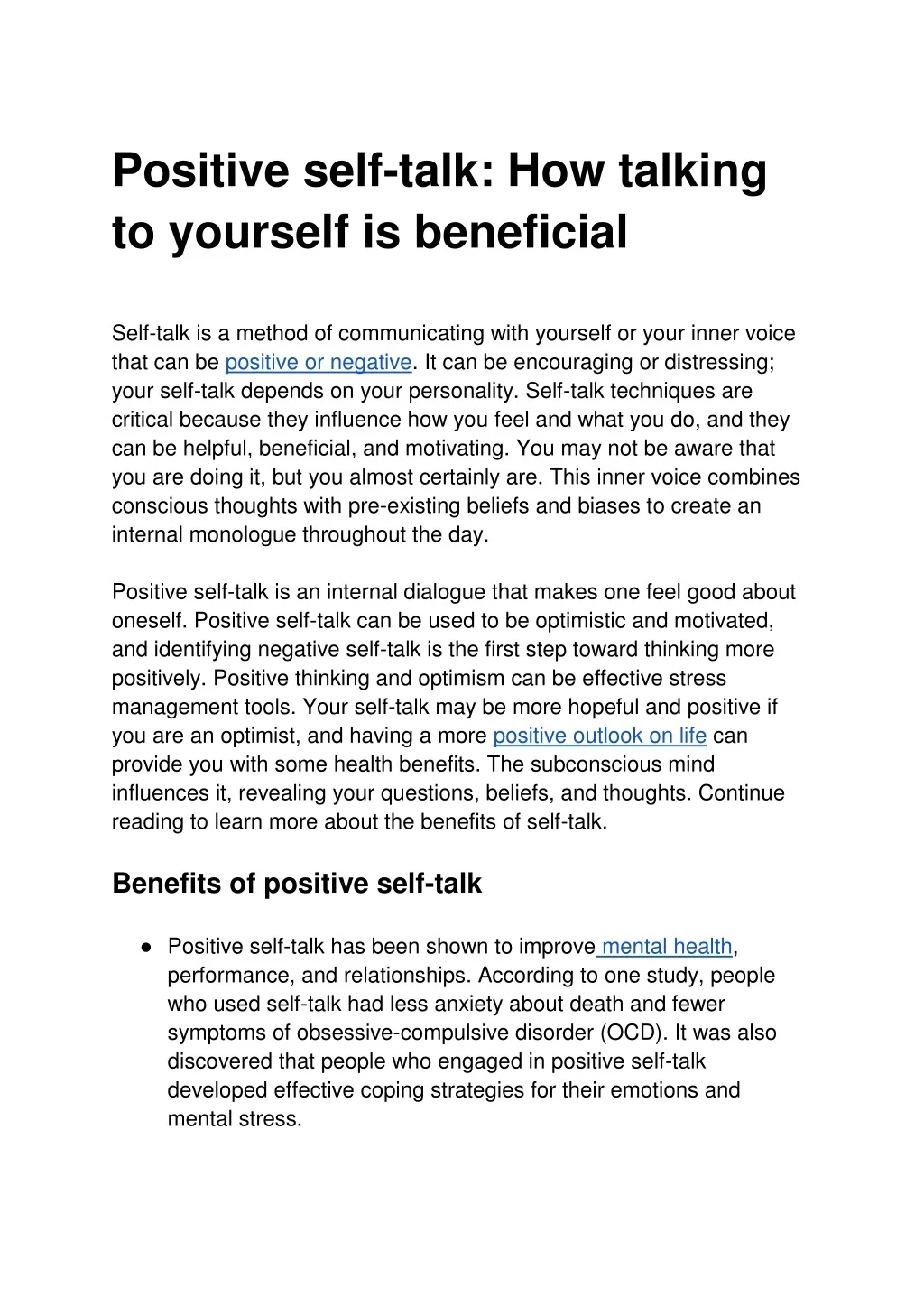 PPT - Positive self-talk_ How talking to yourself is beneficial ...