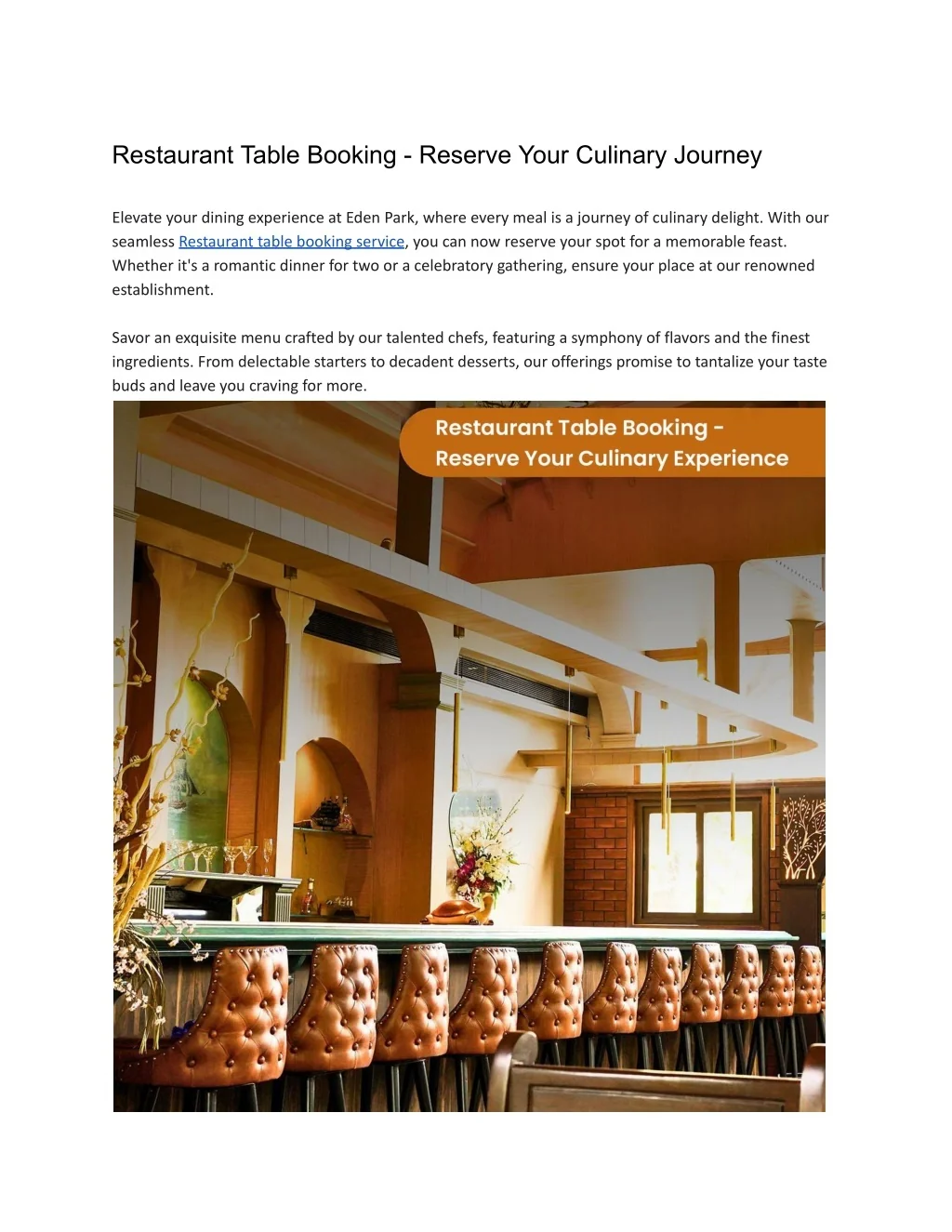 PPT - Restaurant Table Booking - Reserve Your Culinary Journey ...