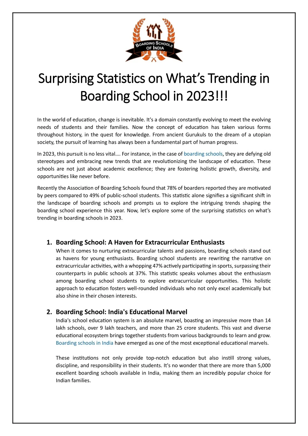 PPT - Surprising Statistics on Whats Trending in Boarding School in ...