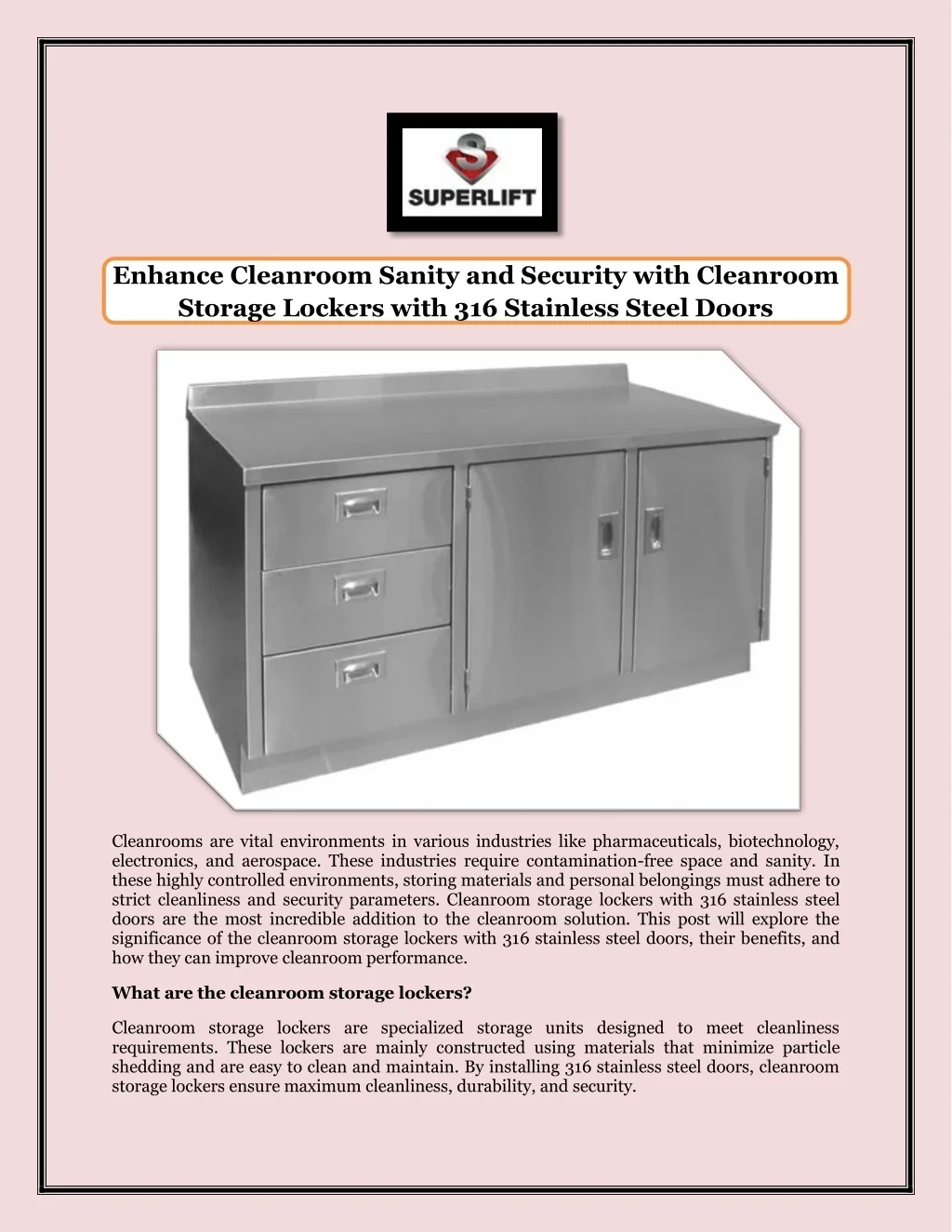 PPT - Enhance Cleanroom Sanity and Security with Cleanroom Storage ...