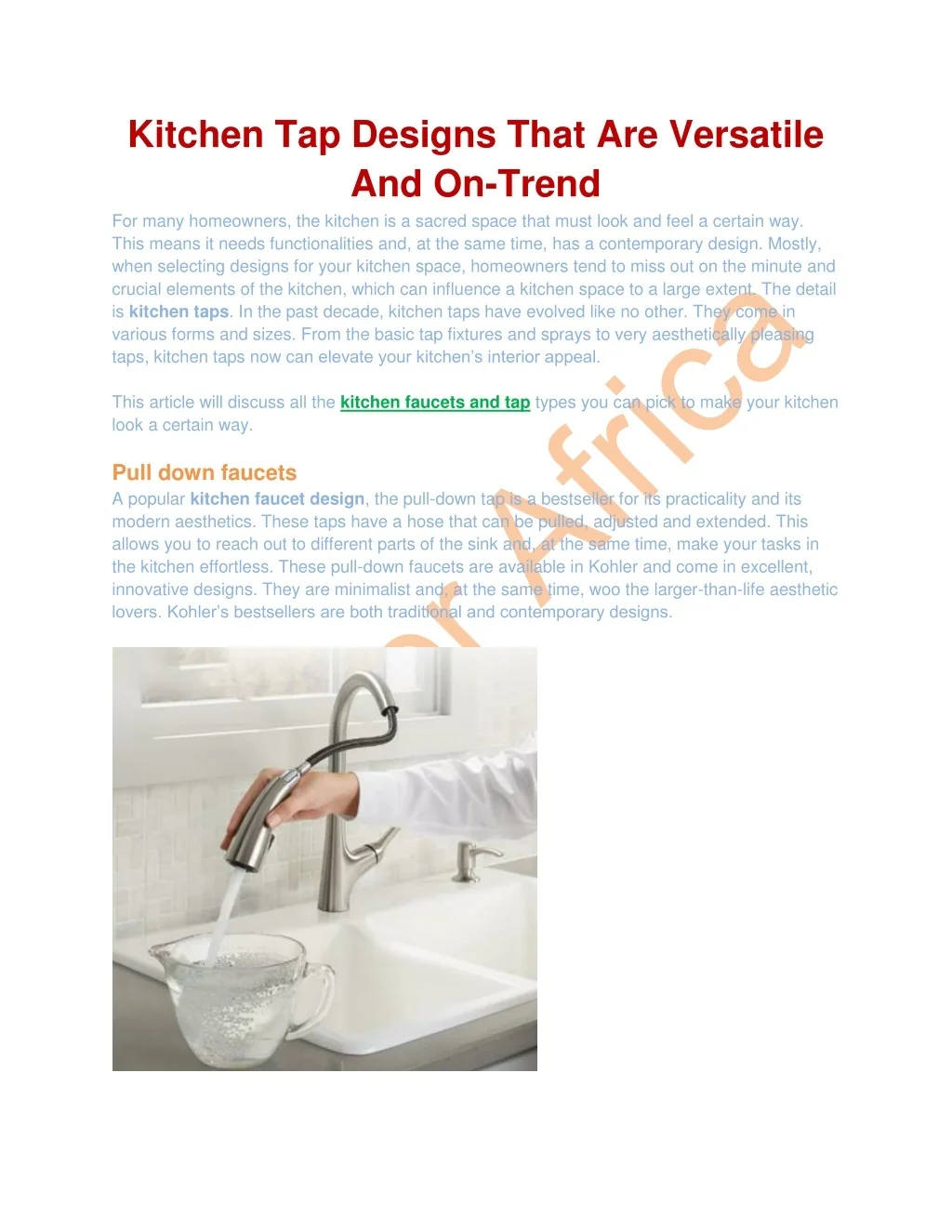 PPT - Kitchen Tap Designs That Are Versatile And On-Trend-Kohler Africa ...