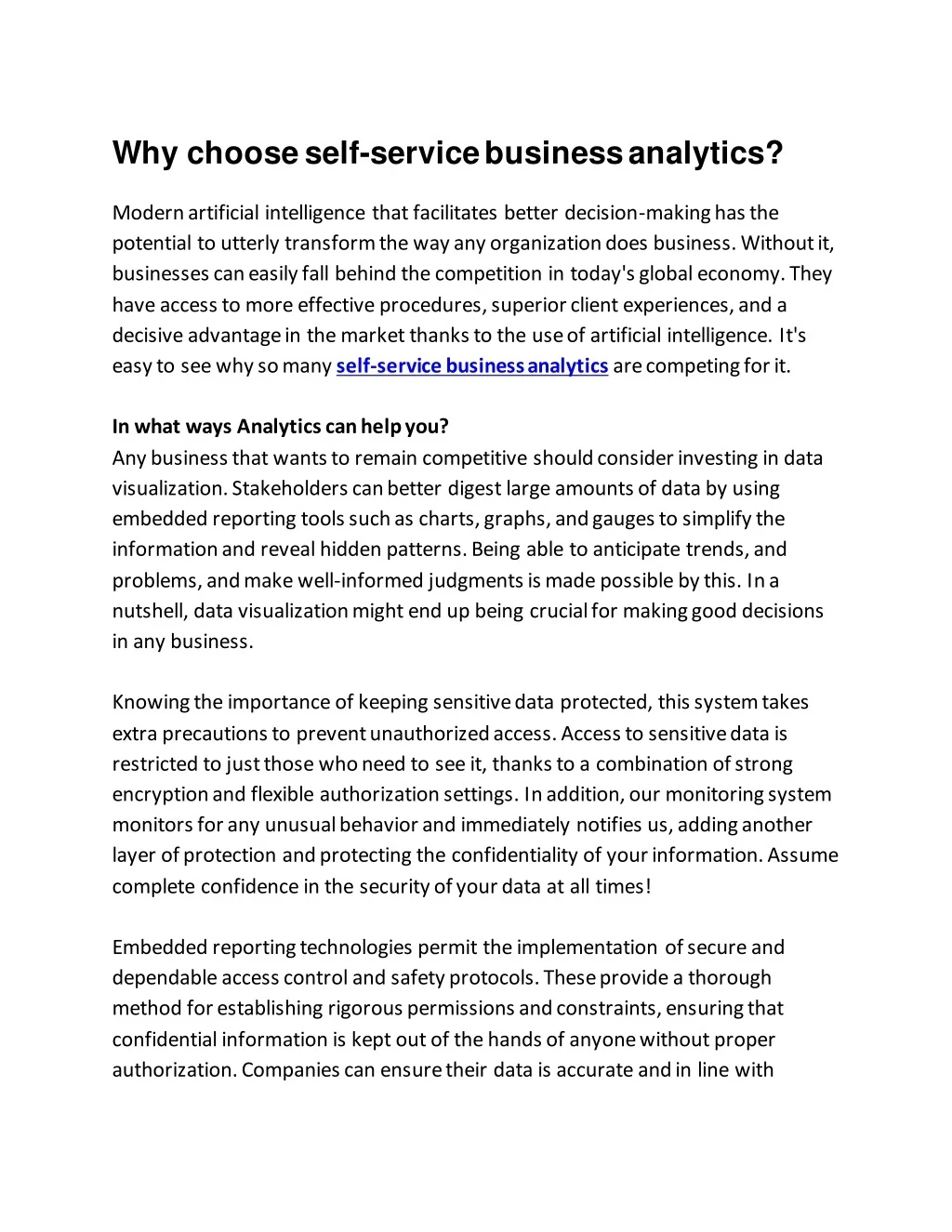 PPT - Why choose self-service business analytics PowerPoint ...