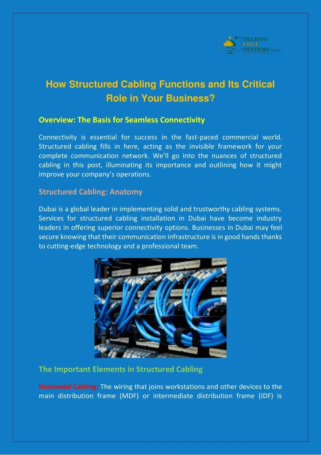 PPT - How Structured Cabling Functions and Its Critical Role in Your ...