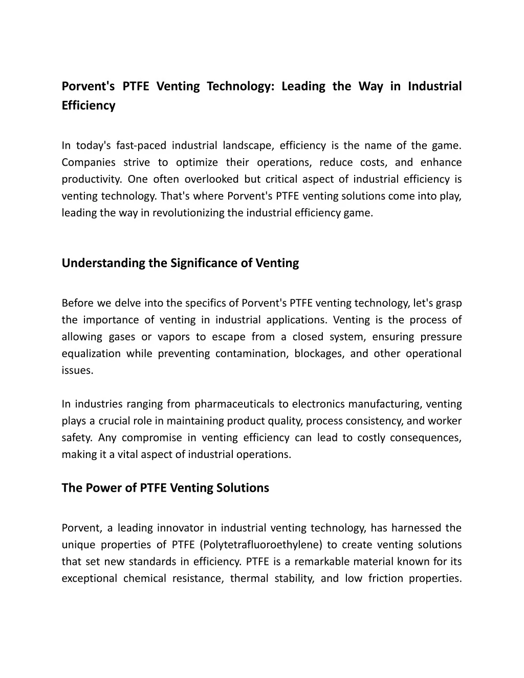 PPT - Porvent's PTFE Venting Technology_ Leading the Way in Industrial ...