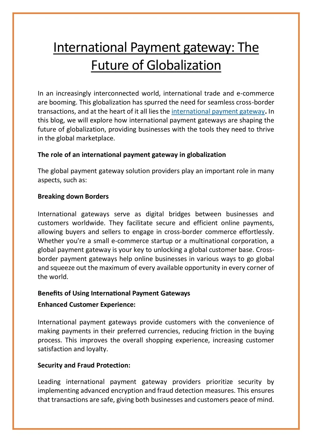 PPT - Exploring Global Payment Gateway Solutions for Your Business ...