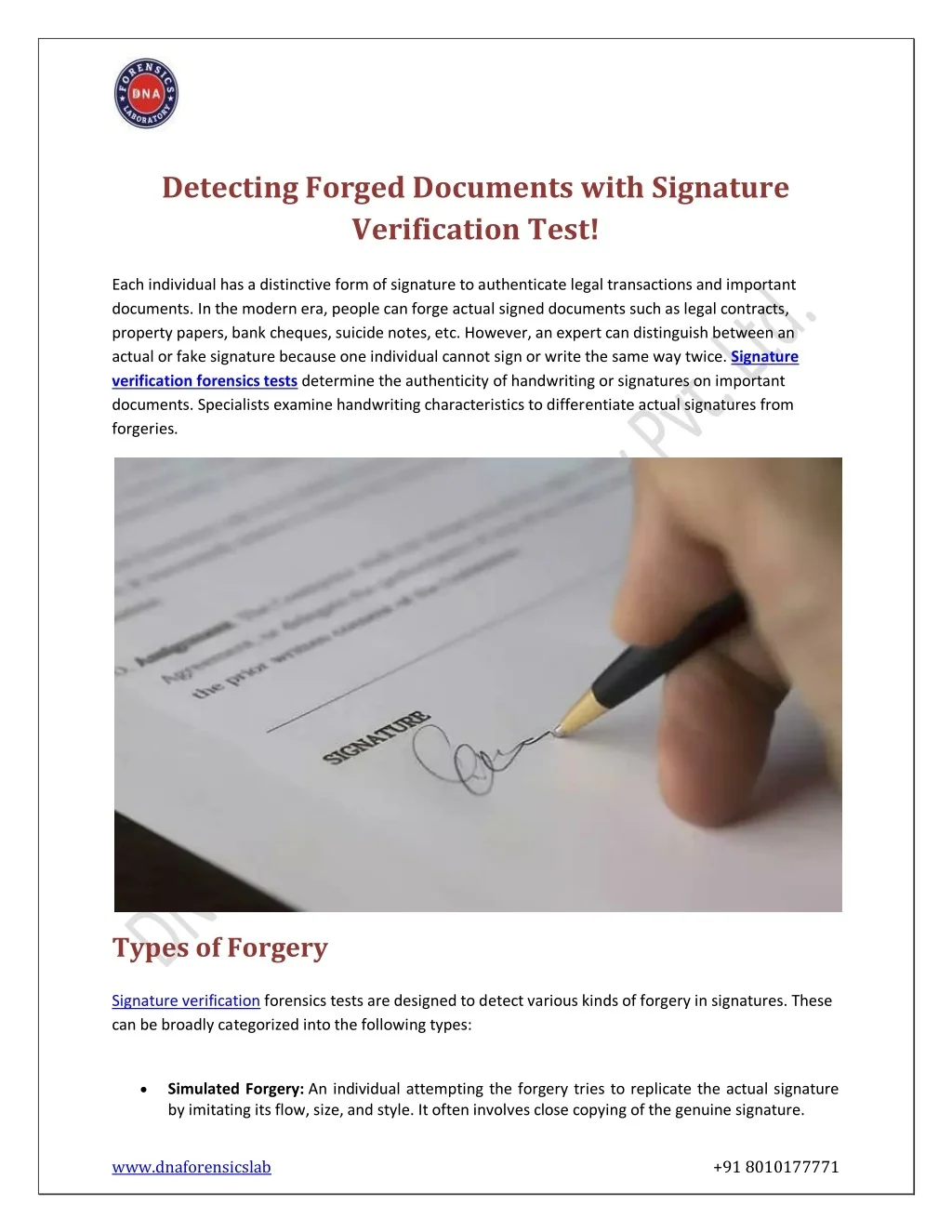 PPT - Detecting Forged Documents with Signature Verification Test ...