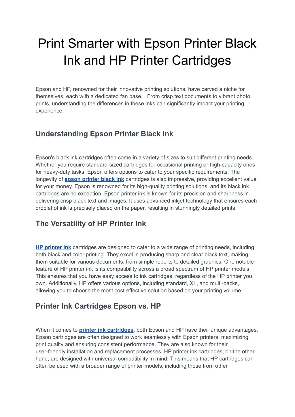 PPT - Print Smarter with Epson Printer Black Ink and HP Printer ...