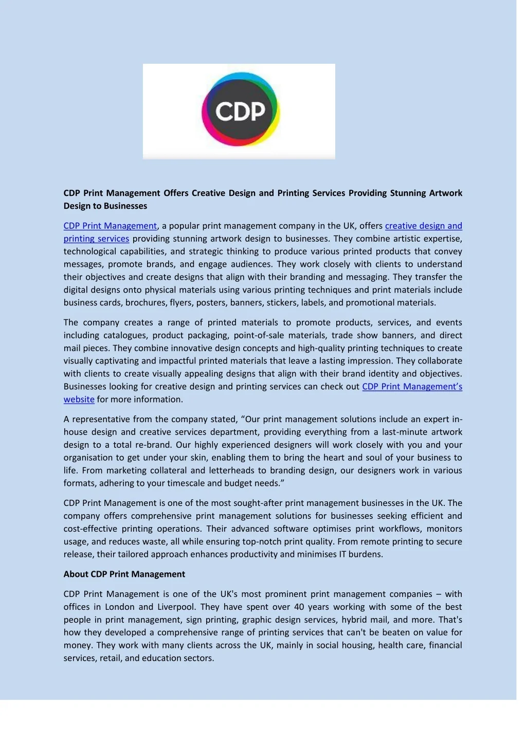PPT - CDP Print Management Offers Creative Design and Printing Services ...