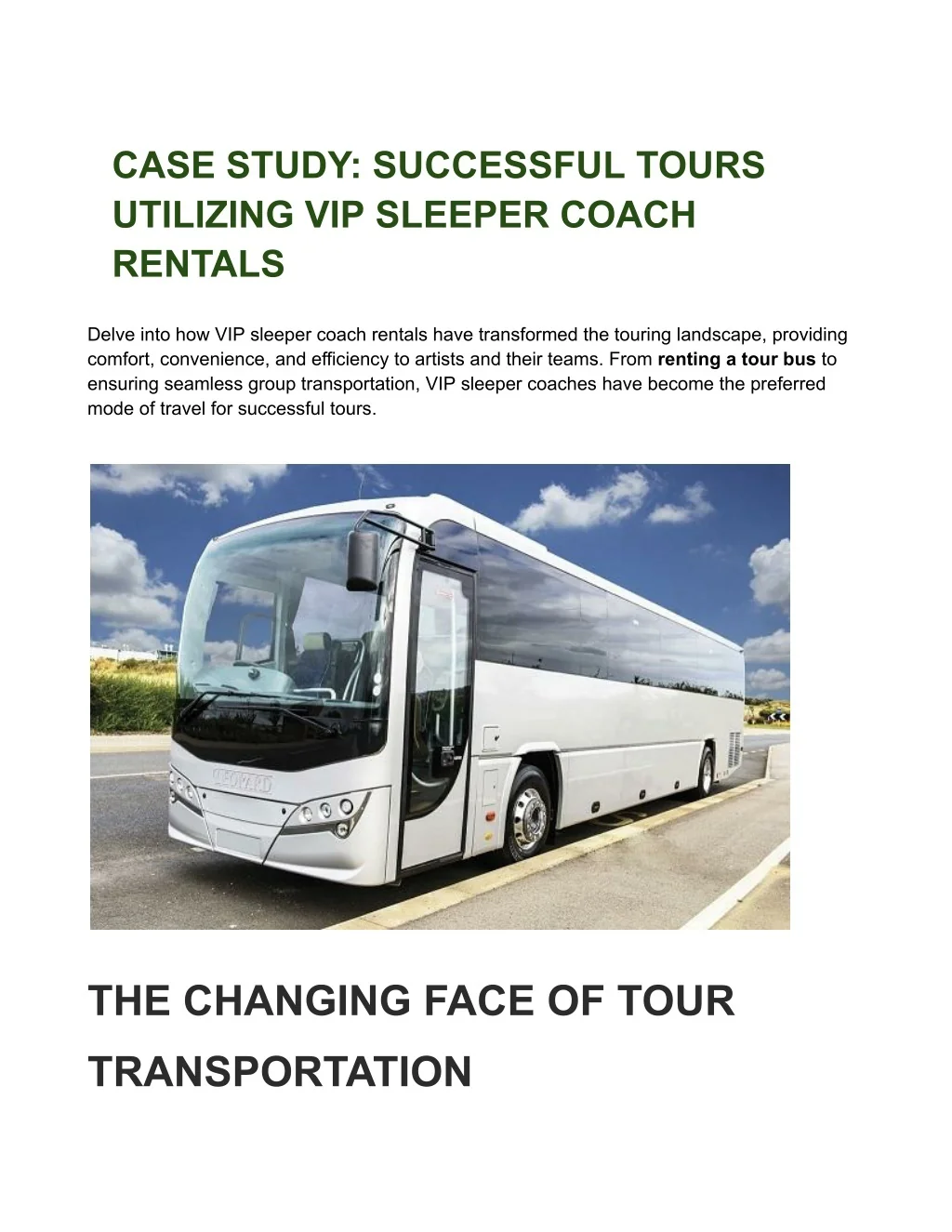 PPT - CASE STUDY_ SUCCESSFUL TOURS UTILIZING VIP SLEEPER COACH RENTALS ...