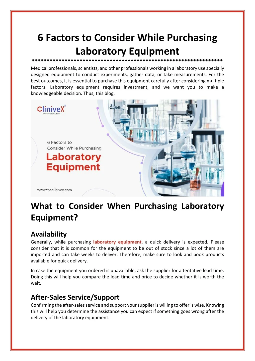 PPT - 6 Factors to Consider While Purchasing Laboratory Equipment ...