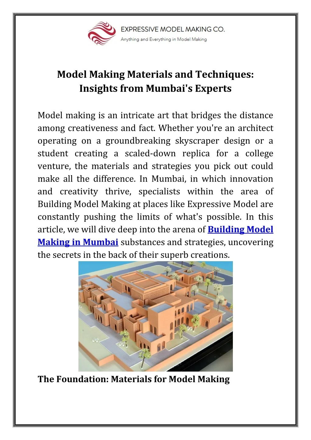PPT - Model Making Materials and Techniques Insights from Mumbai's ...