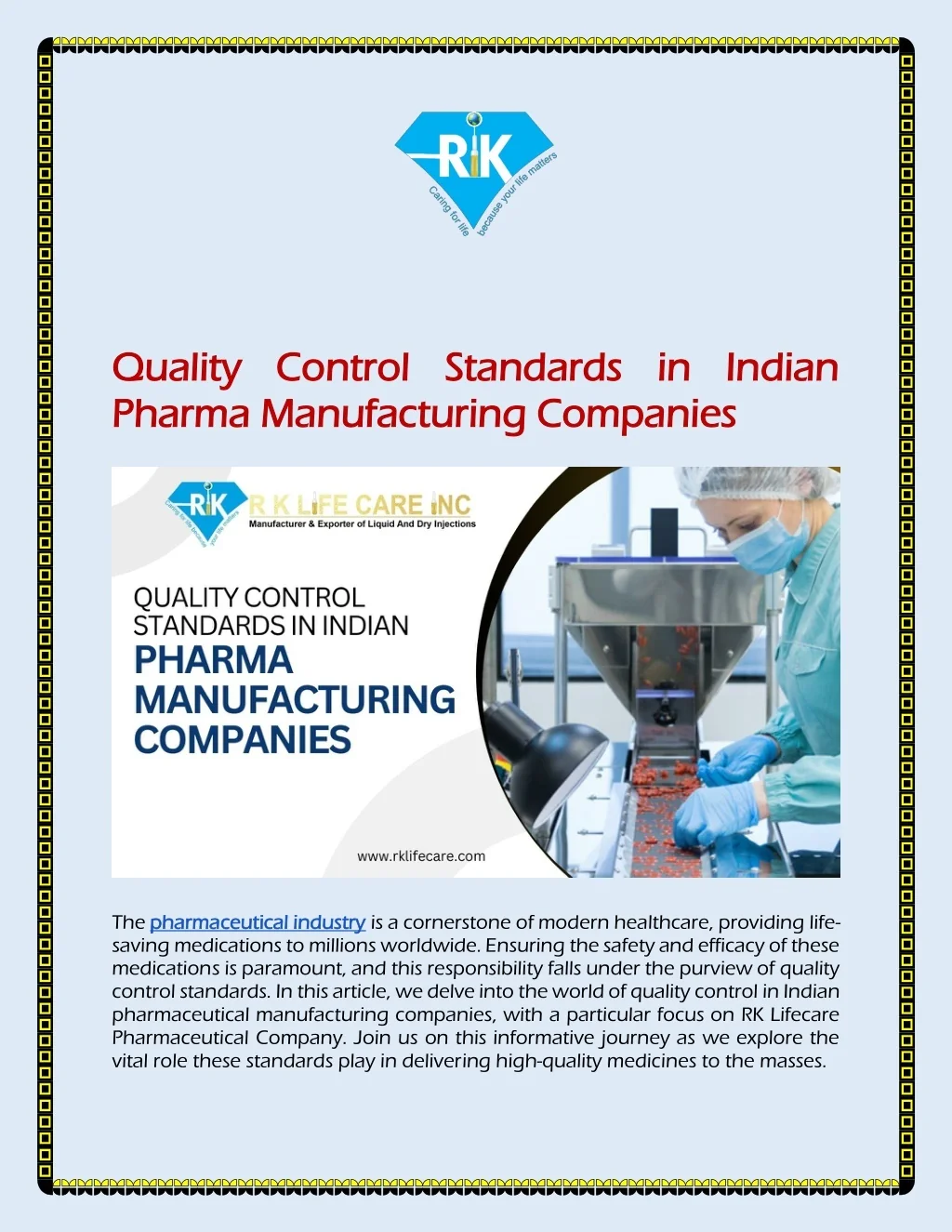 PPT - Quality Control Standards in Indian Pharma Manufacturing ...