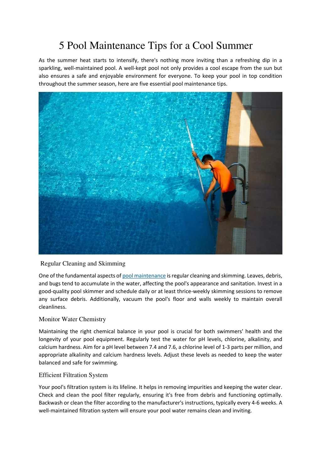 PPT - 5 Pool Maintenance Tips for a Cool Summer PowerPoint Presentation ...