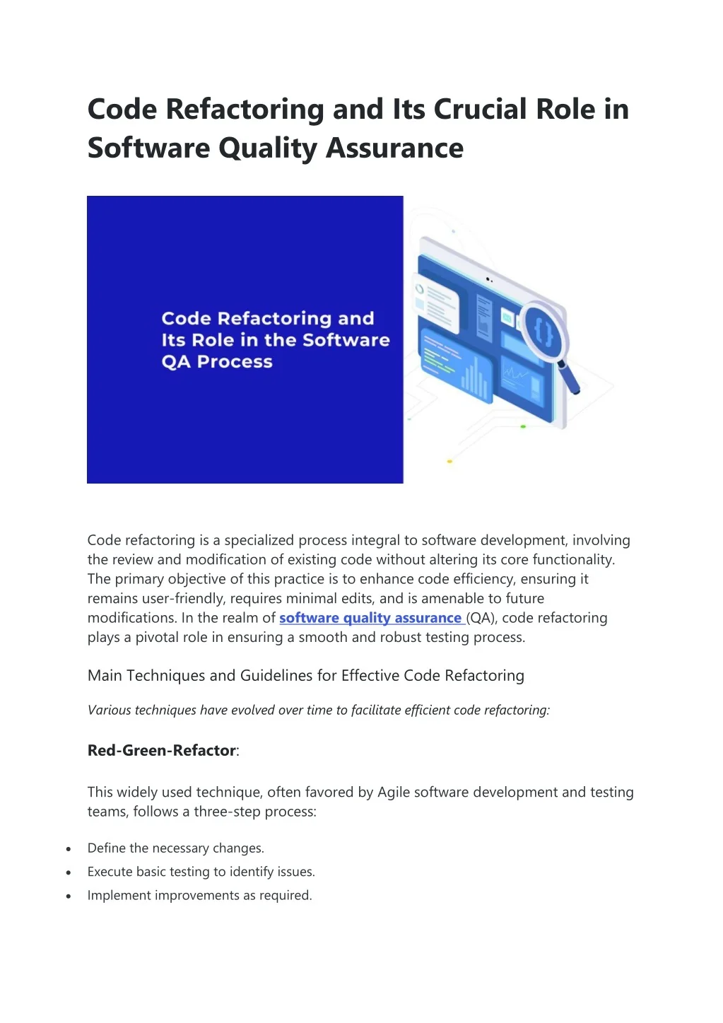 PPT - Code Refactoring and Its Crucial Role in Software Quality Assurance PowerPoint ...