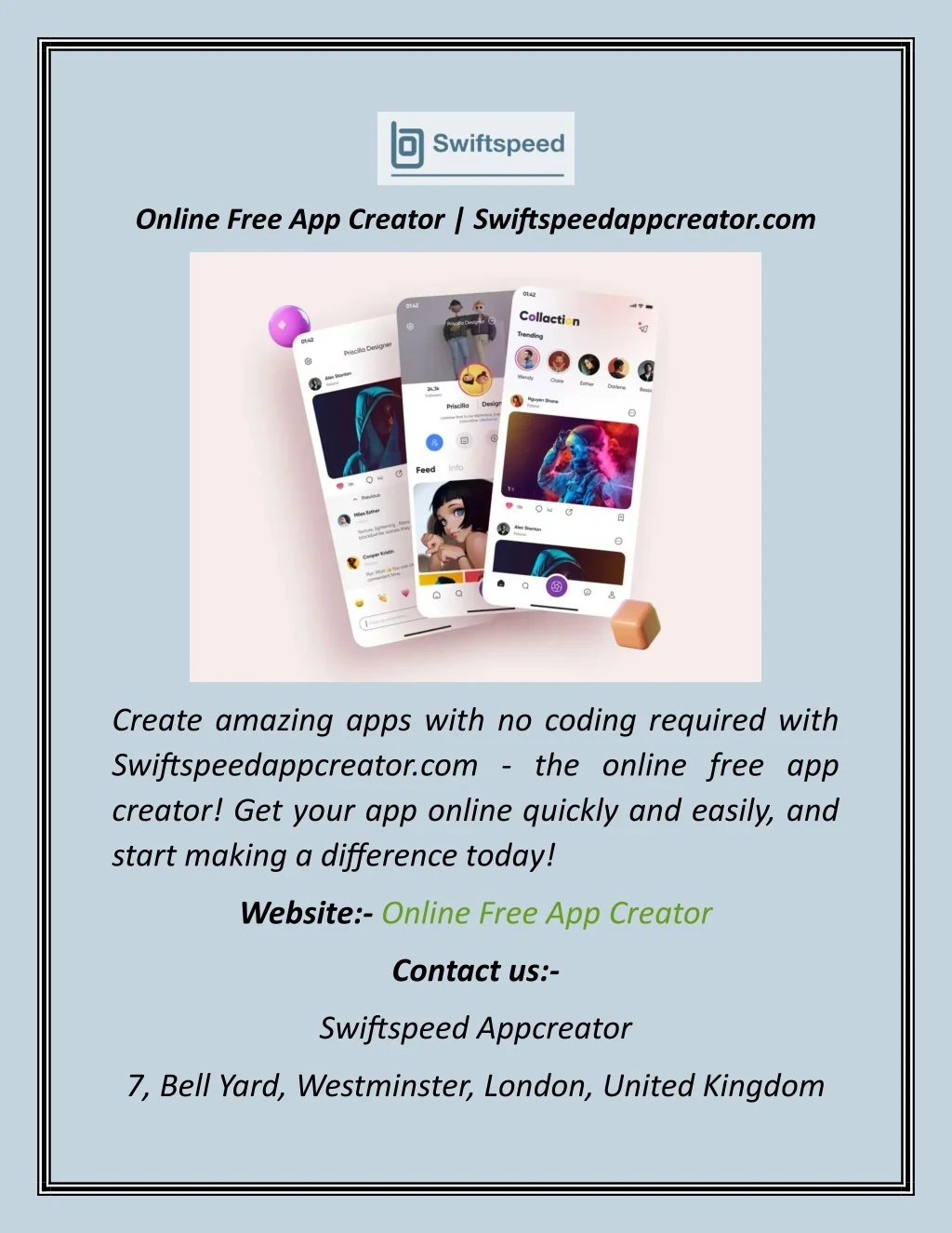 PPT - Online Free App Creator Swiftspeedappcreator PowerPoint ...