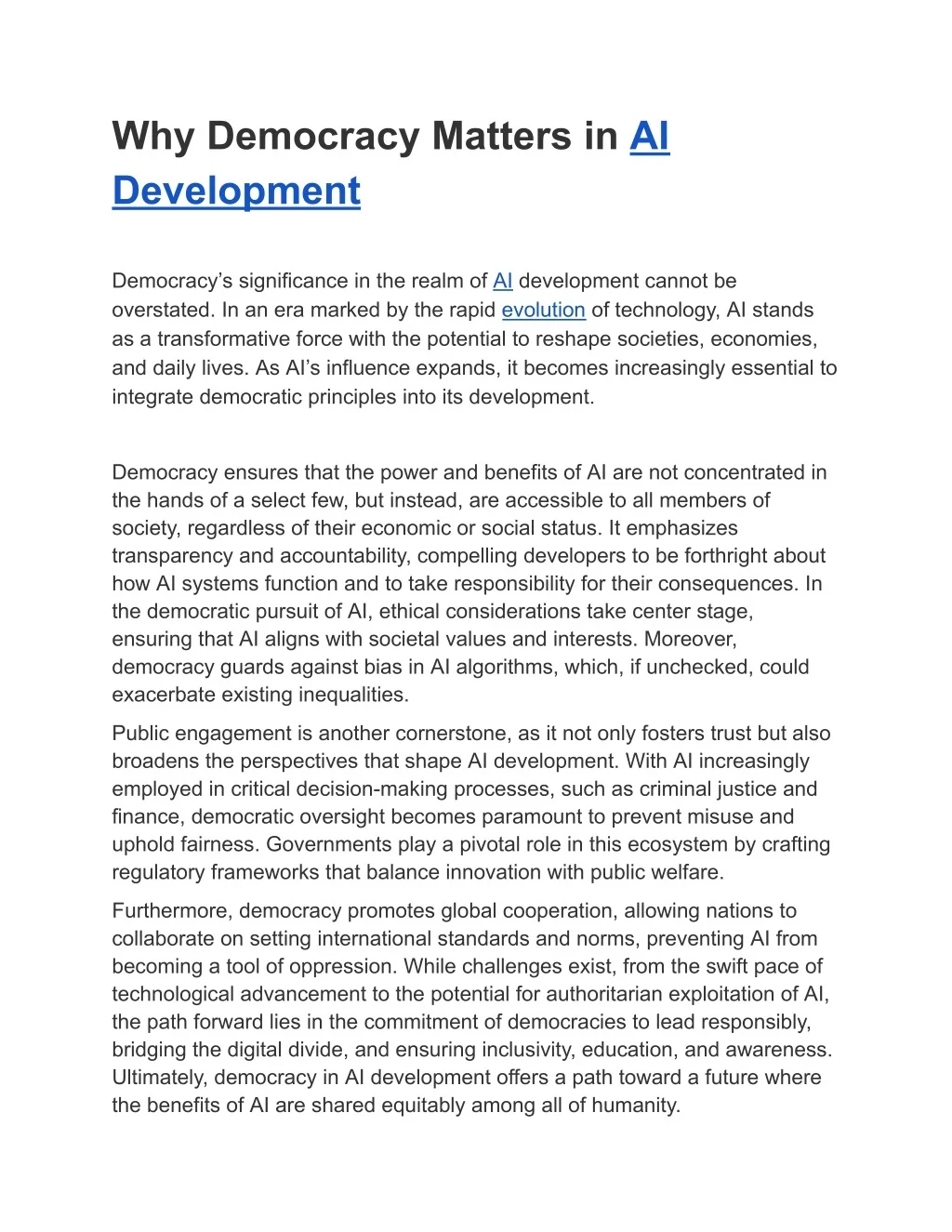 PPT - Why Democracy Matters in AI Development PowerPoint Presentation ...