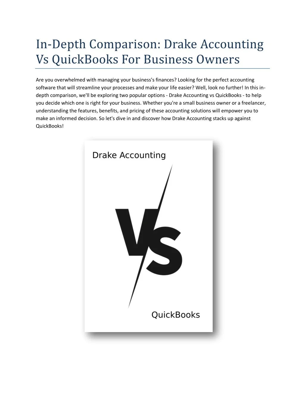 PPT - In Depth Comparison Drake Accounting Vs QuickBooks For Business ...