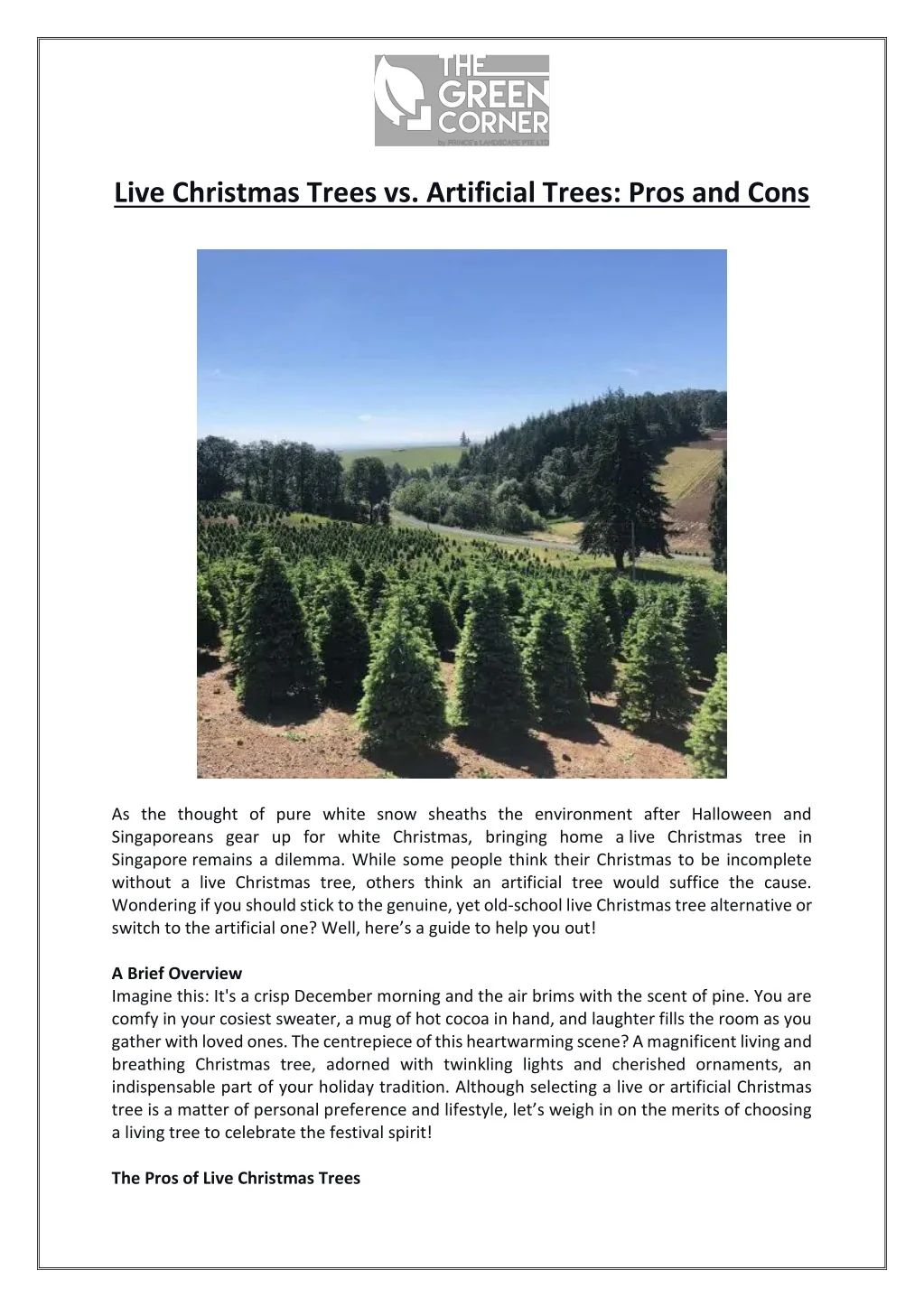 PPT - Live Christmas Trees vs. Artificial Trees- Pros and Cons ...