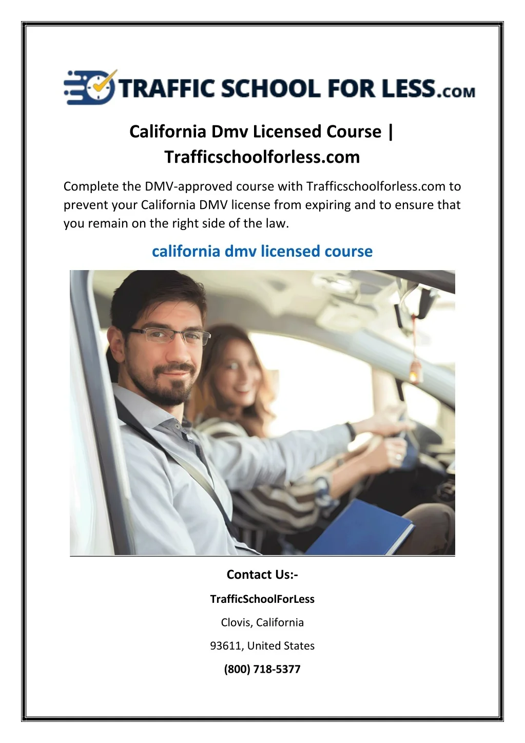 PPT - California Dmv Licensed Course | Trafficschoolforless.com ...
